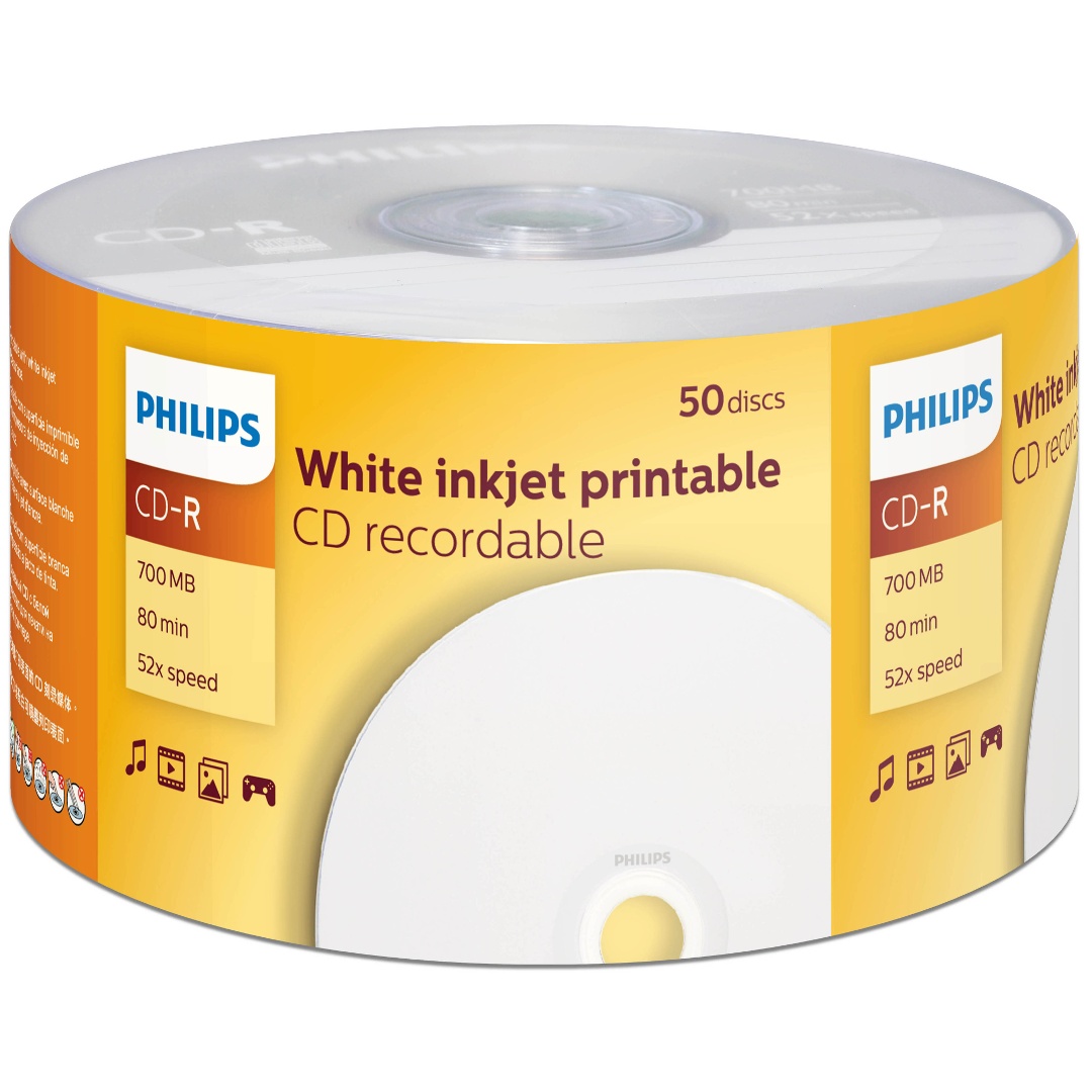 CD-R Philips 52x 80min 700mb Printable - 4KBZAS