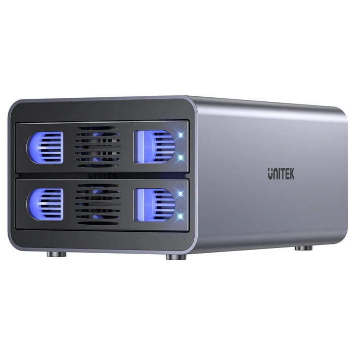Gabinete Externo Dual Unitek USB C para 2 discos con RAID - 4KBZAS