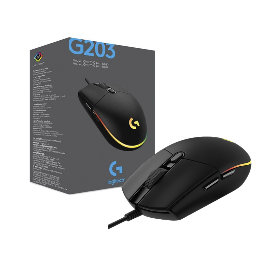 Mouse Logitech G203 Lightsync RGB negro - 4KBZAS