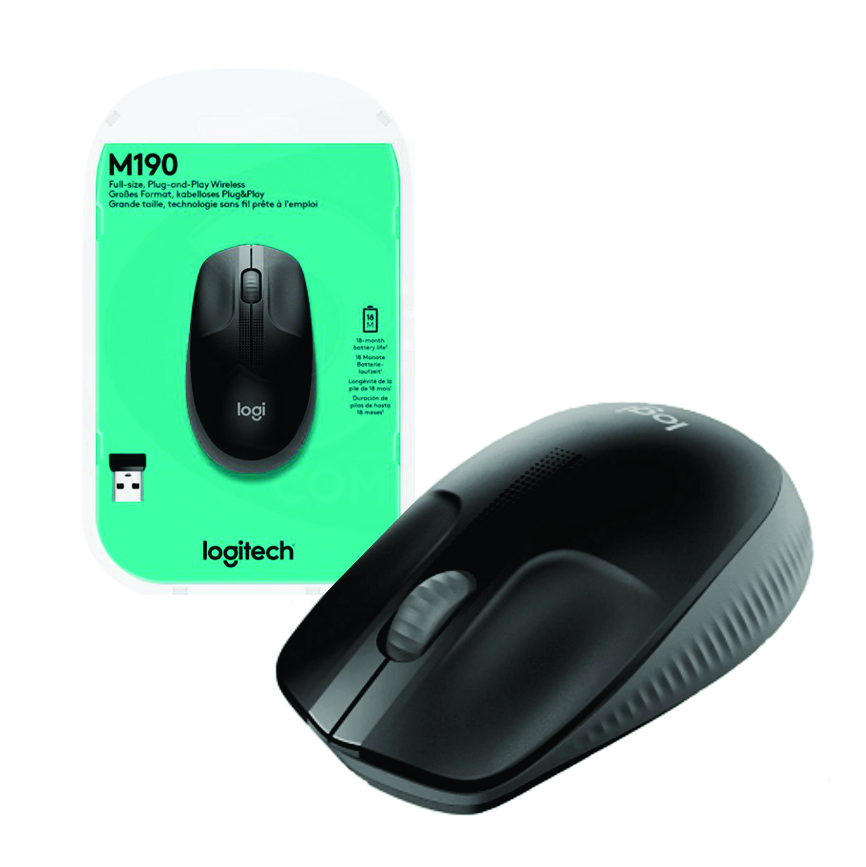 Mouse Logitech M190 inalámbrico negro - 4KBZAS