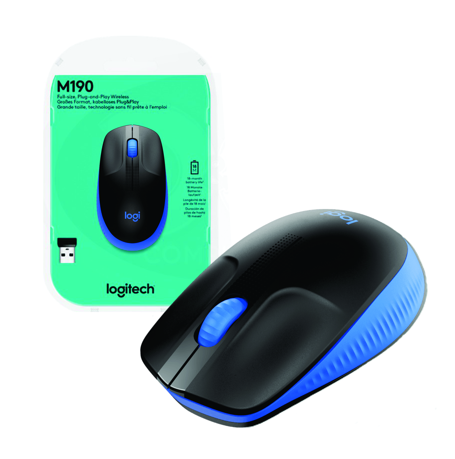 Mouse Logitech M190 inalámbrico azul - 4KBZAS